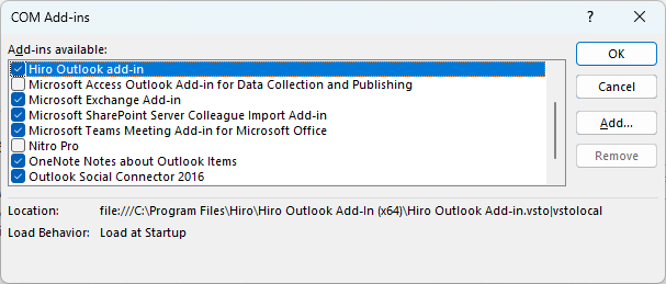 How to fix "Outlook disabled the add-in" – Hiro Help Centre